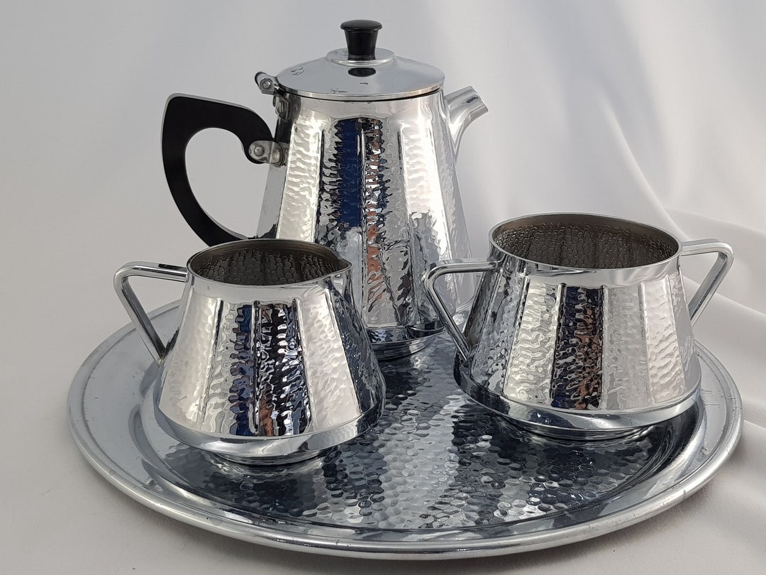 Vintage 4-piece Chromium-plated Aluminium Tea Set Excellent Condition ...