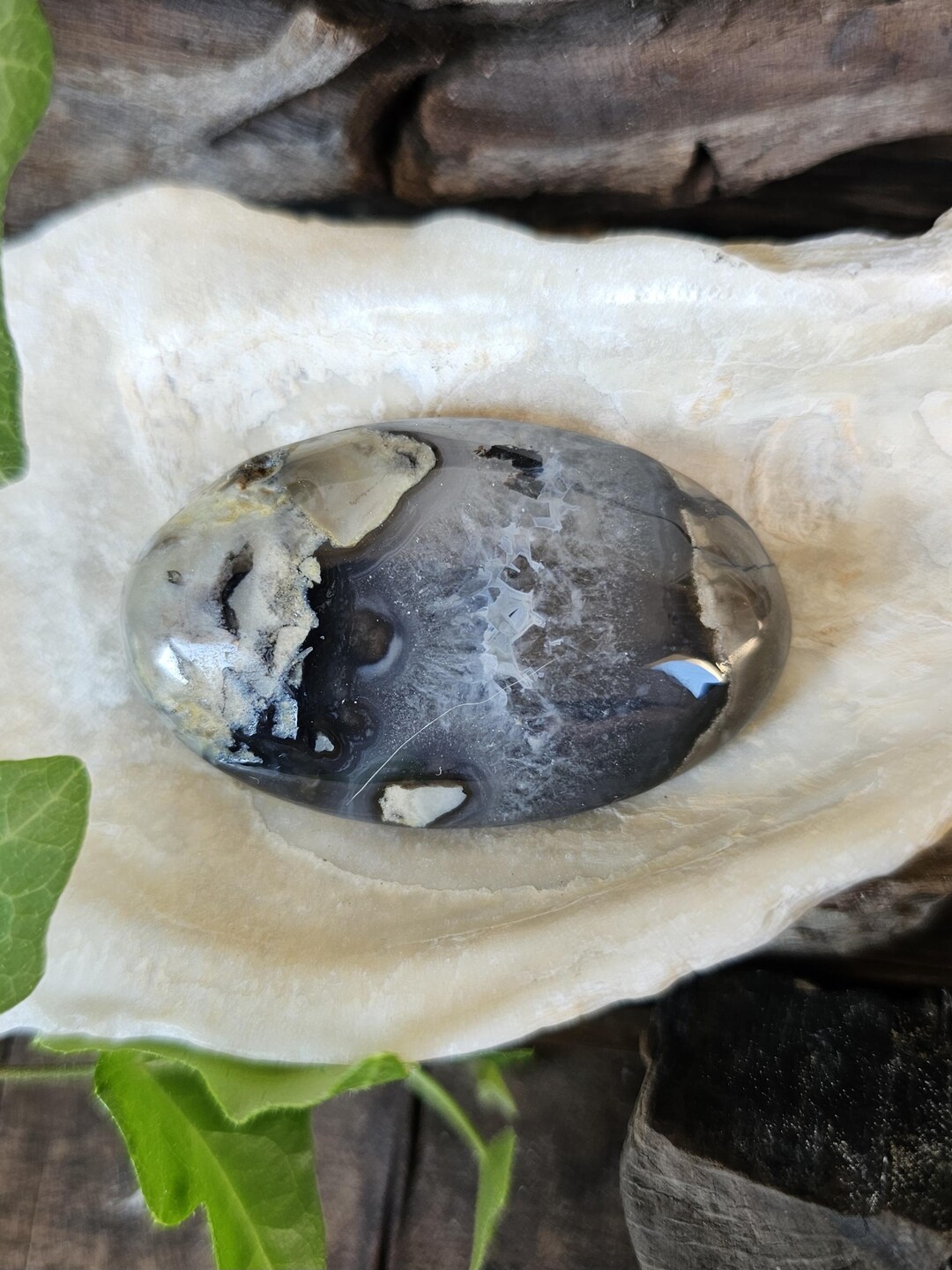 Volcano Agate With Quartz Palm Stone - Etsy