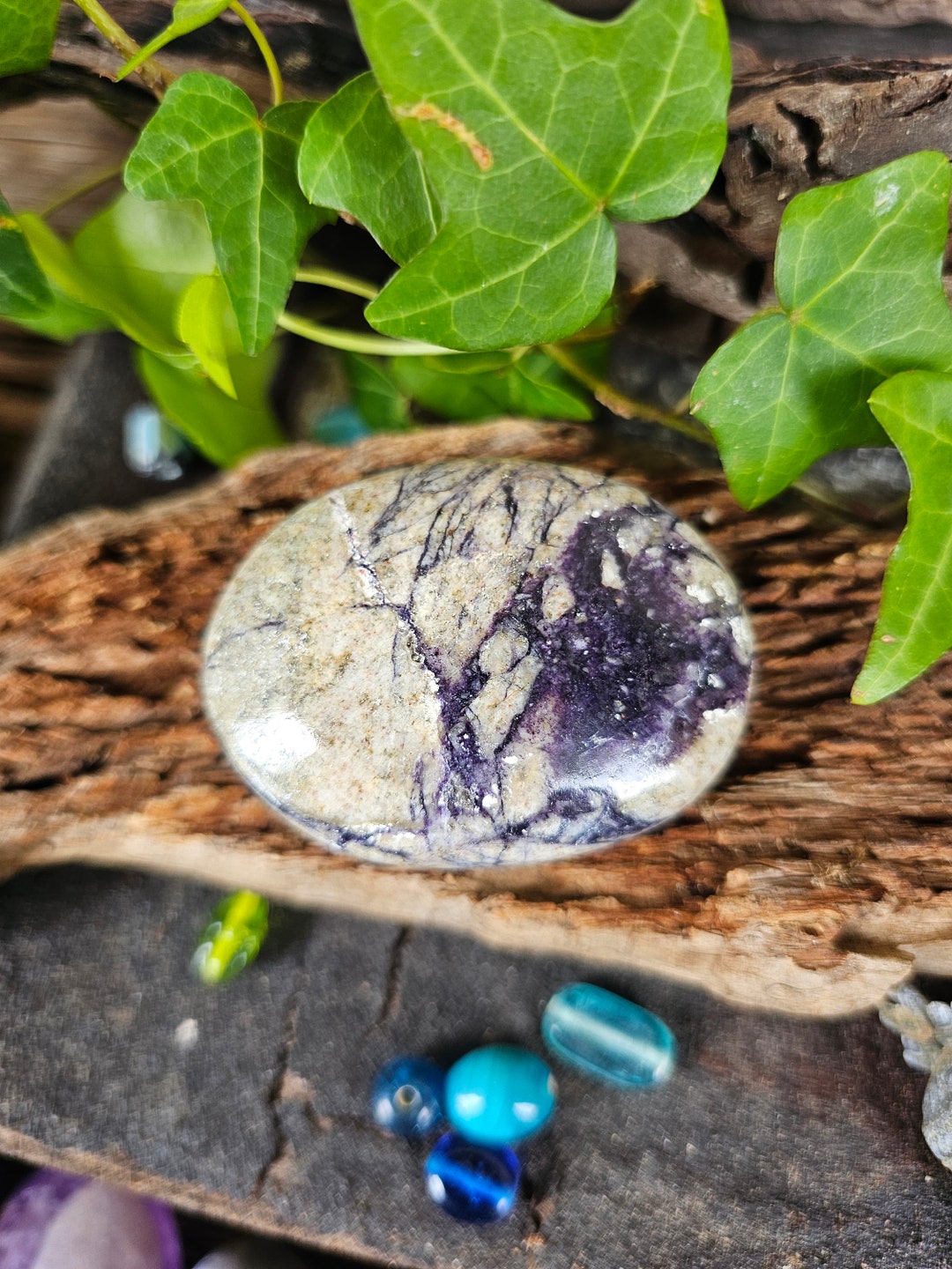 Purple Fluorite in Jasper Matrix Palm Stone - Etsy