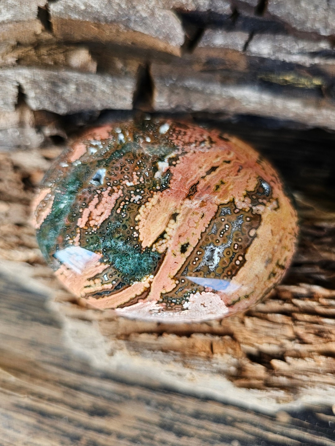 Phenom Color Madagascar Orbicular Ocean Jasper Palm Stone - Etsy