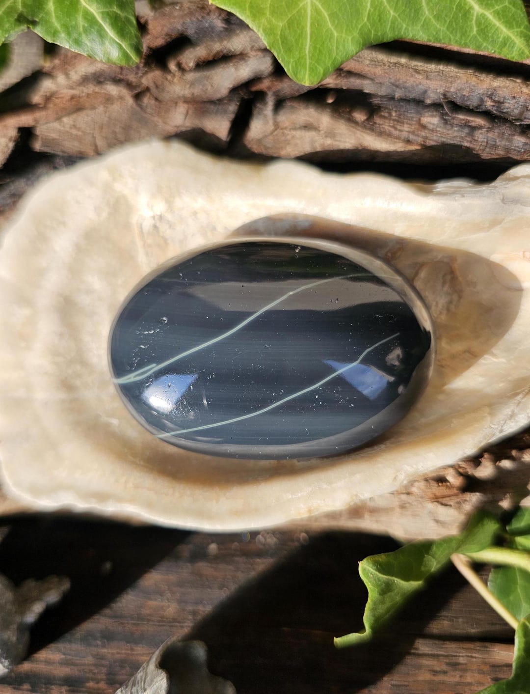 Spider Web Obsidian Palm Stone - Etsy