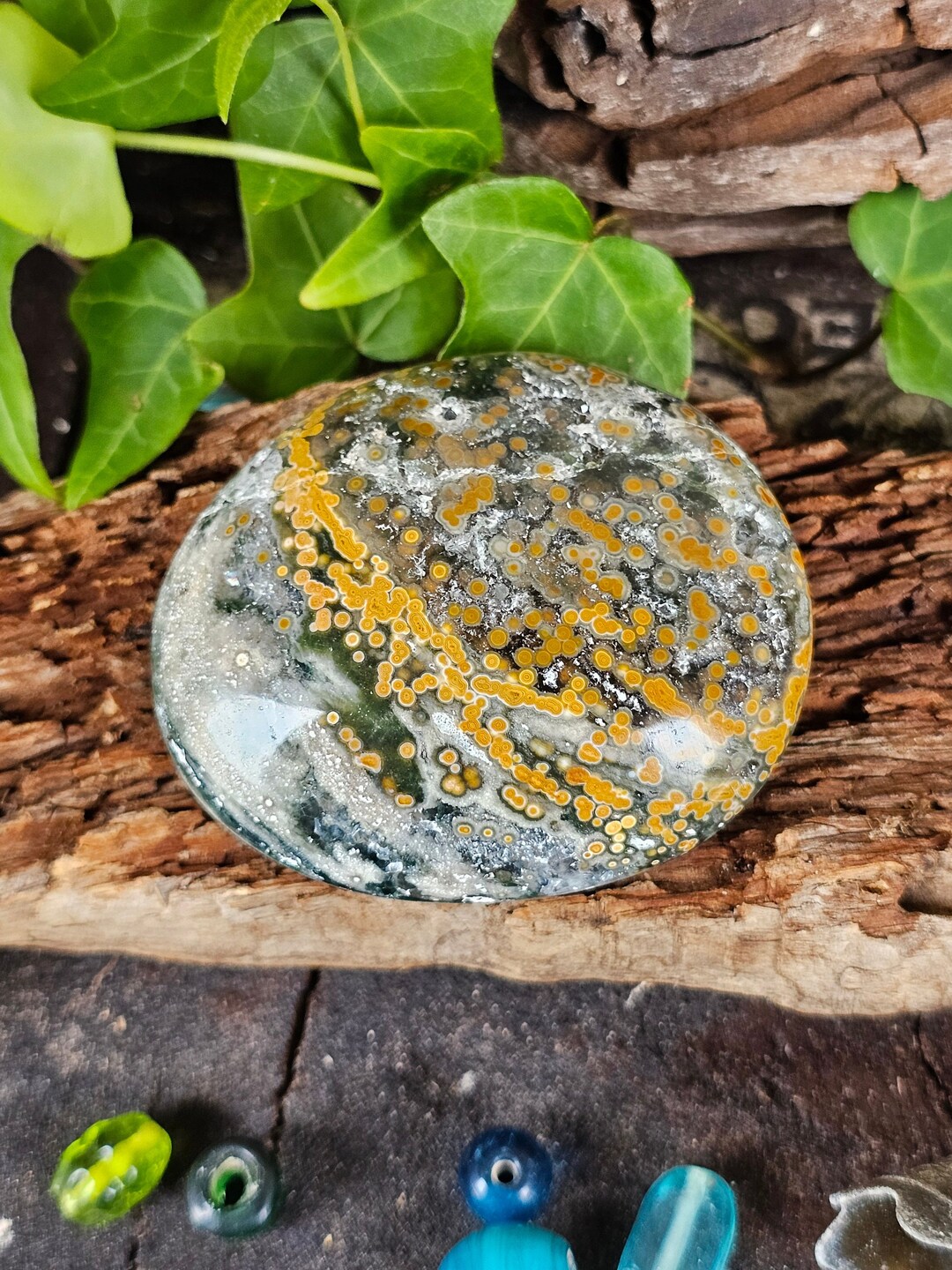 Ocean Jasper Palm Stone Madagascar Orbicular Jasper With Quartz ...