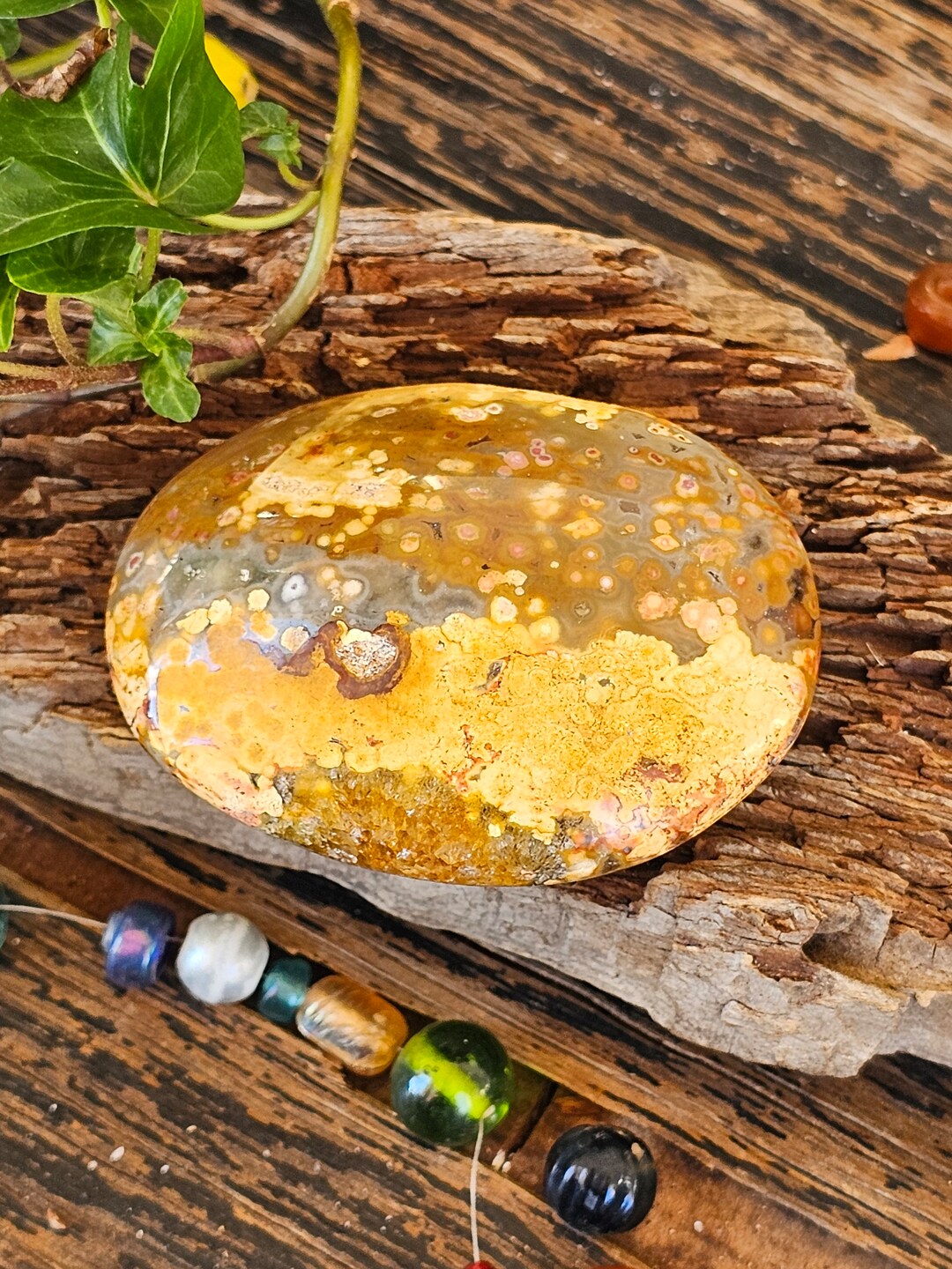 SUNSHINE Orbicular Jasper Palm Stone - Etsy