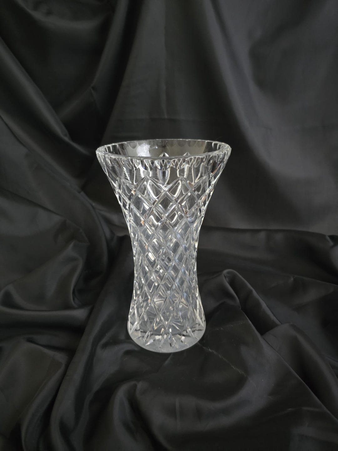 Crystal Corset Shape Vase , Diamond Cut, Large Vase Vintage ( GC1098 ...
