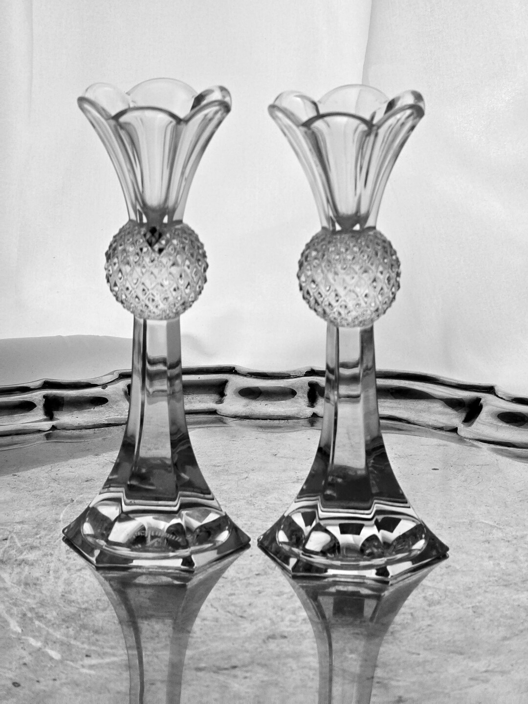 Elegant Pair of Nachtmann Lead Crystal "pineapple/thistle" Tapered ...
