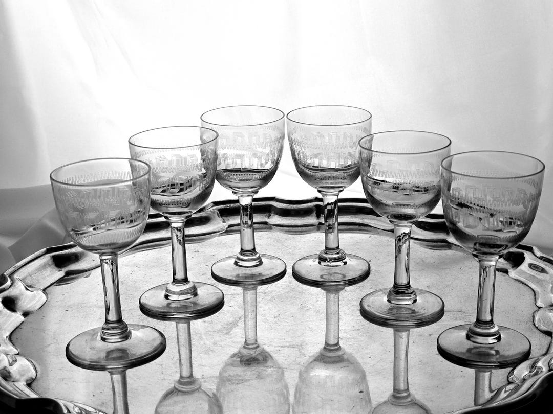 Victorian Greek Key Wine Glasses X 6 ( GC1083 ) - Etsy