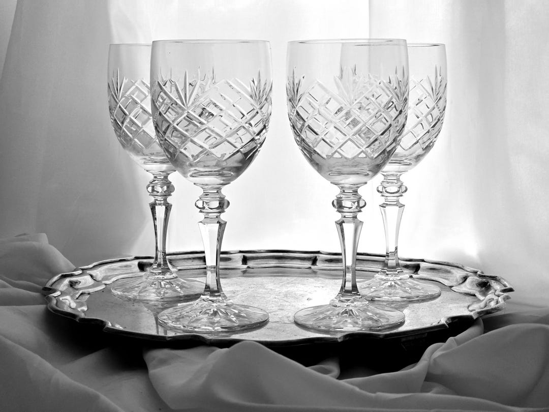 Special 4 X Water Goblets Irish Crystal , (old ) Clare Pattern Cut by ...