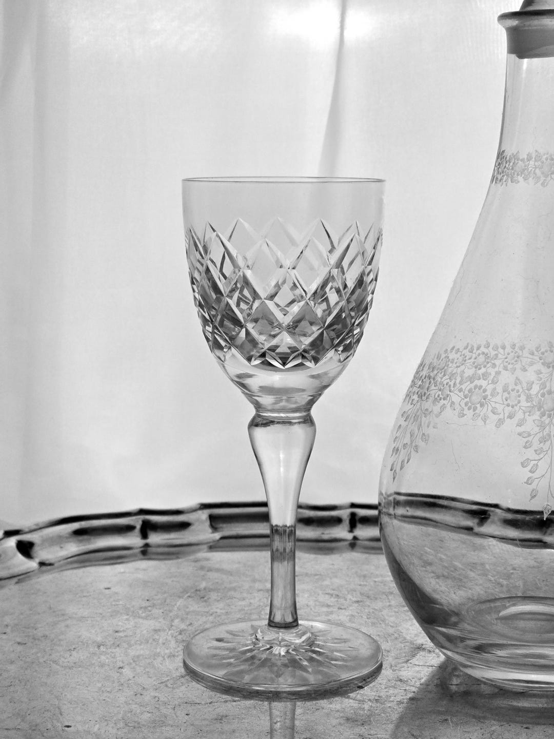 Hock Wine Glass Thomas Webb 1920 / 1930s Dennis Diamond Pattern ...
