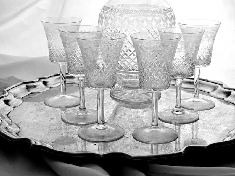 PALL MALL Lady Hamilton Port / Wine Glasses Set of 6 ,edwardian Antique ...