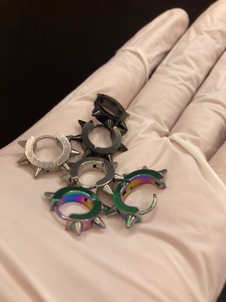 Minimalist Spike Earrings,punk Stainless Steel Hoop Spike Earring 3 ...