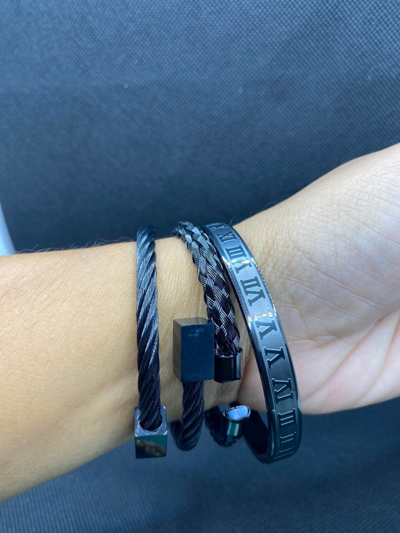 Black Luxury Bracelet,numeral Bangle ,men Gift,bikers Jewelry,numeral ...