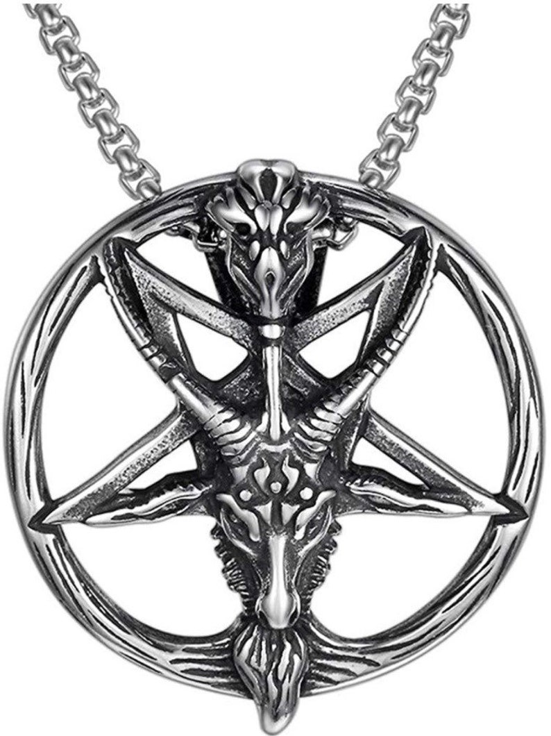 Satanism Witchcraft Necklace,gothic Satanic Pendant Chain,altar Satanic ...