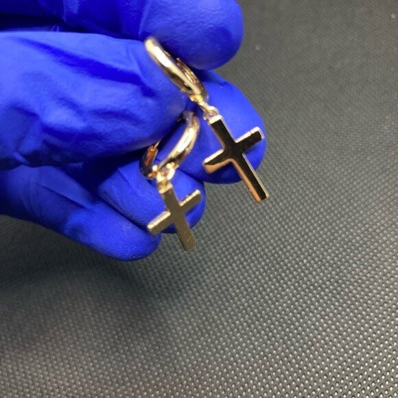 Cross Huggie Hoops, Cross Earrings, Cross Hoop Earrings, Hoop With ...