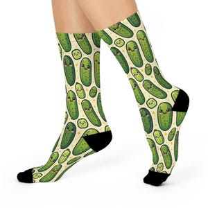 Crew Socks - Smiling Dill Pickle Pattern - Fun and Playful Gift for ...
