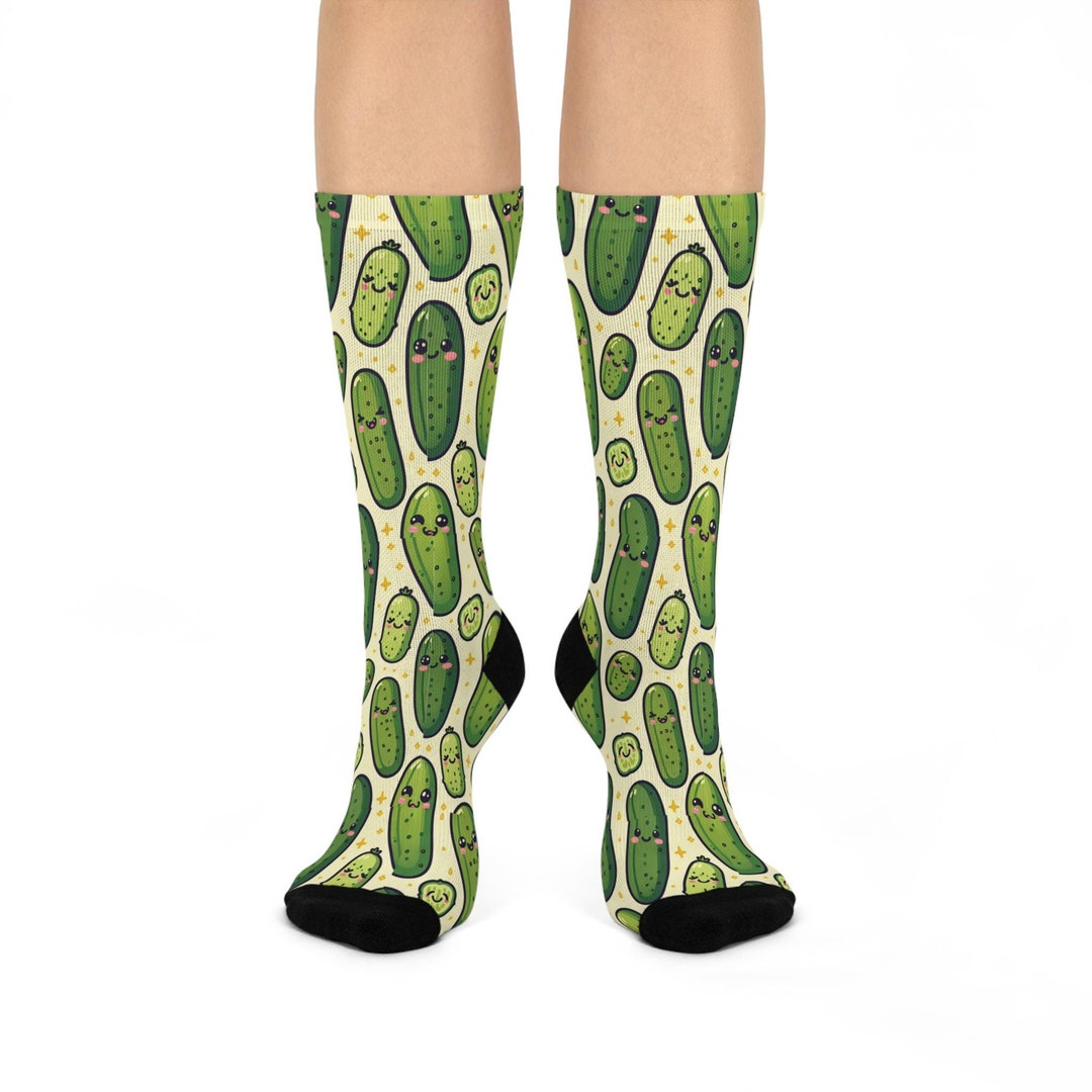 Crew Socks - Smiling Dill Pickle Pattern - Fun and Playful Gift for ...