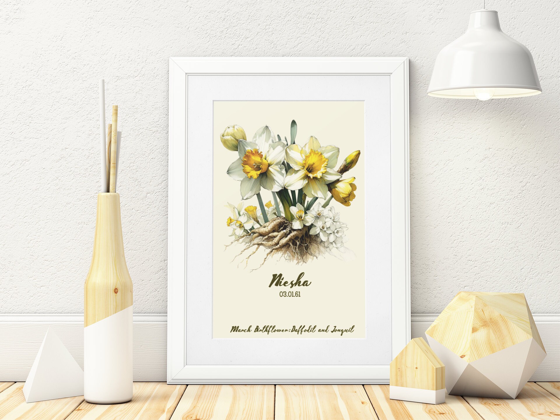 Personalized March Birth Flowers Art: Customizable Digital Print Wall ...