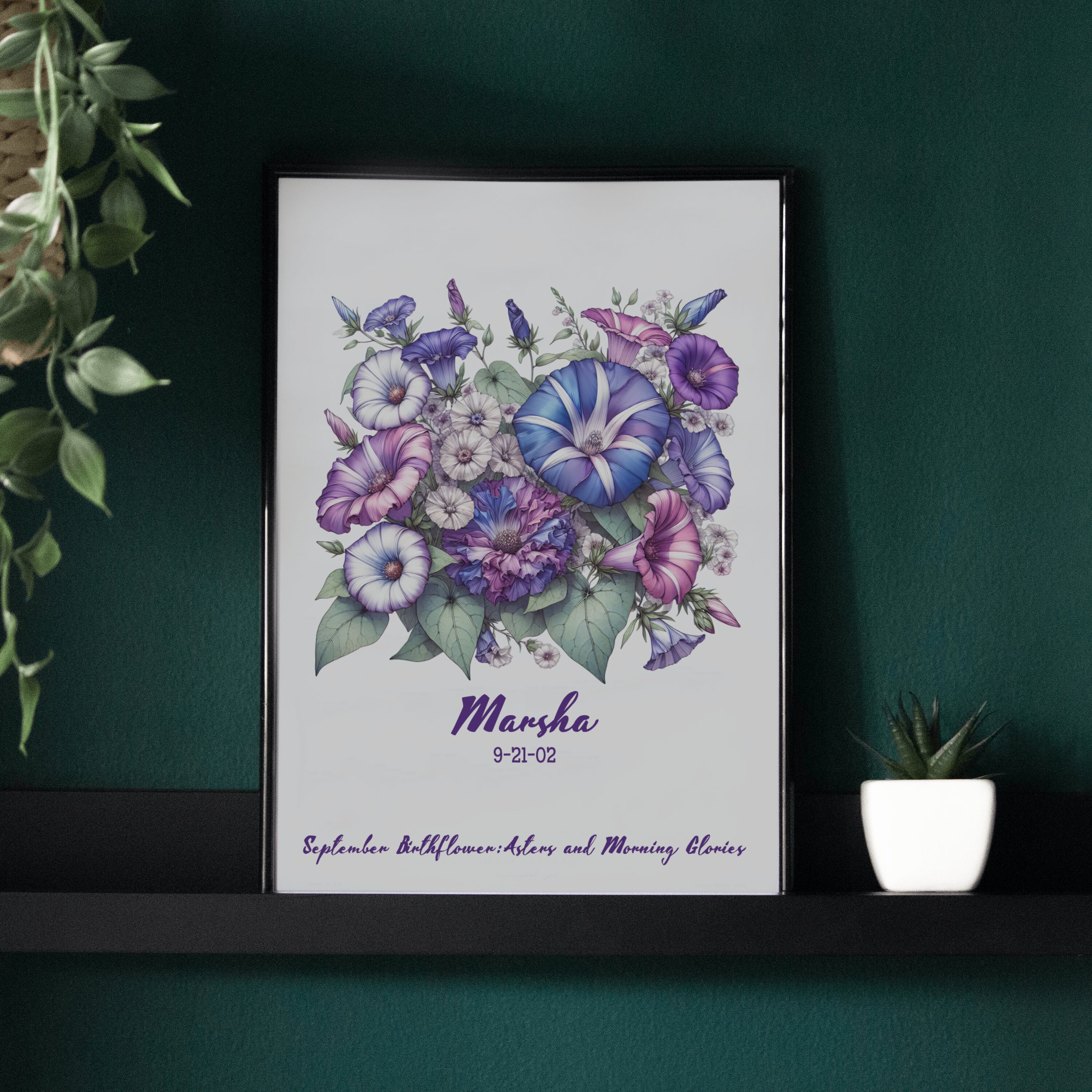 Personalized September Birth Flowers Art: Customizable Digital Print ...