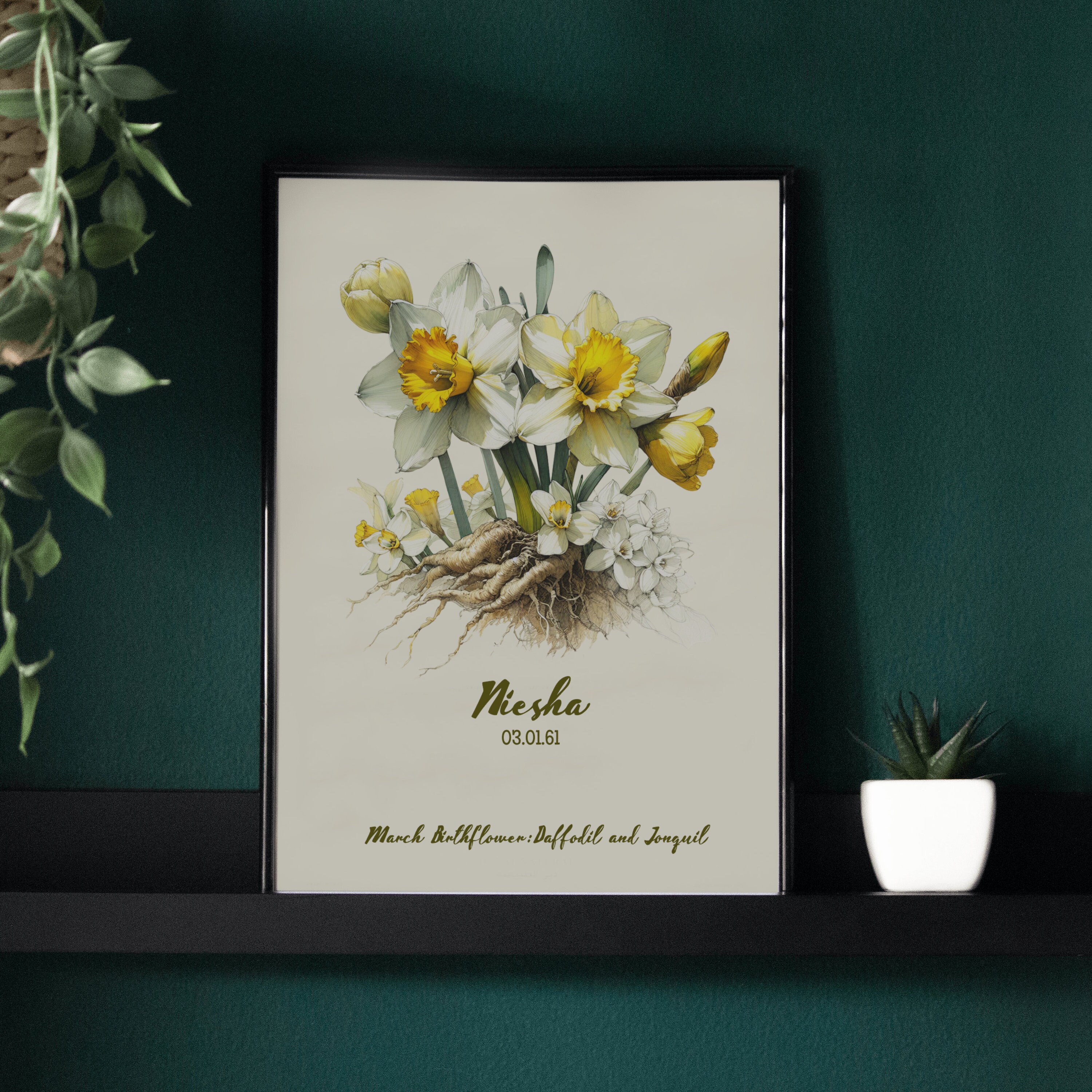 Personalized March Birth Flowers Art: Customizable Digital Print Wall ...