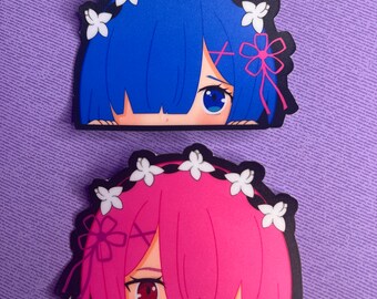 Rem and Ram Vinyl Sticker Version 2 Re: Zero Anime Stickers Laptop ...