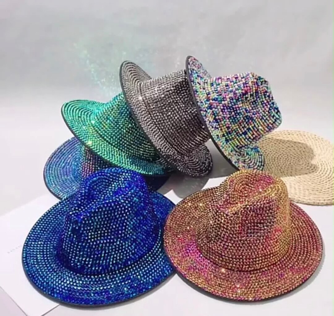 Rhinestone Fedora Hand-crafted - Etsy