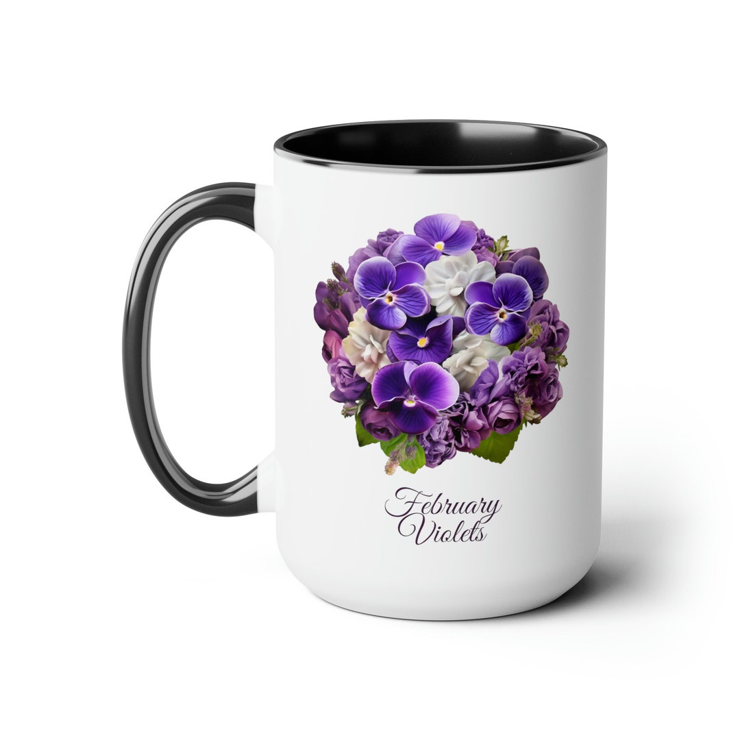 February Personalized Birthday Month Flower Violets Gift Coffee Mug ...