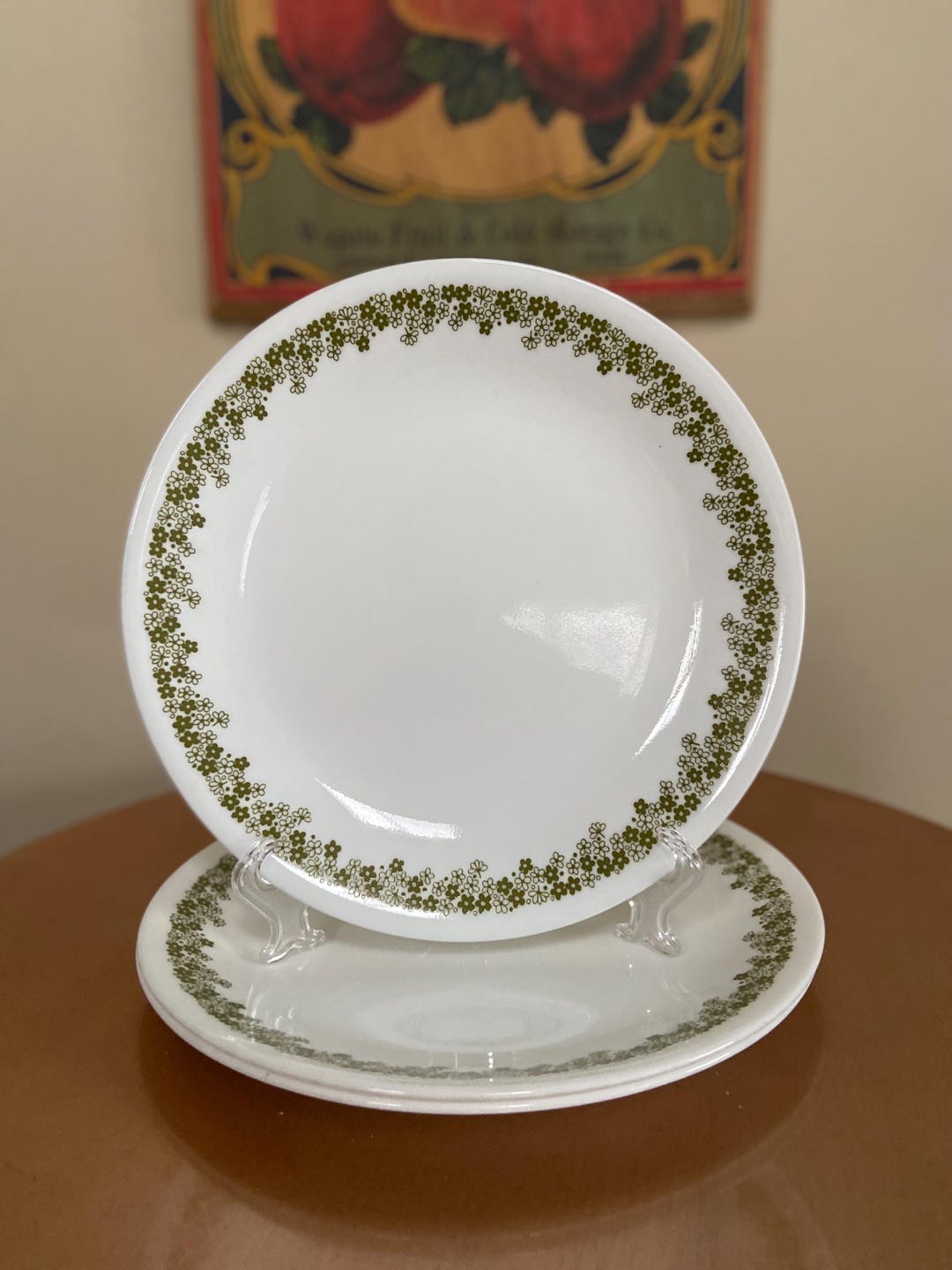 Vintage Corelle Spring Blossom Green 8-inch Saucers | Retro Floral ...