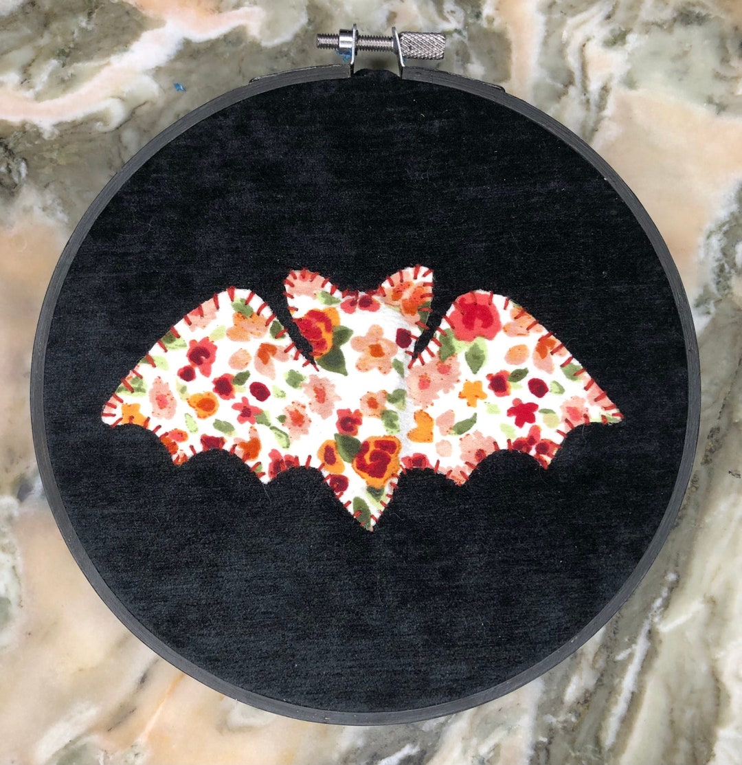 Floral Bat on Antique Velvet - Etsy