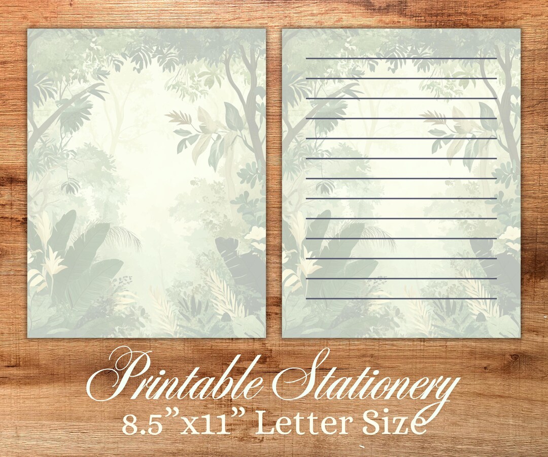 Jungle Stationery Paper Set Printable Digital Downlaod - Lined and ...