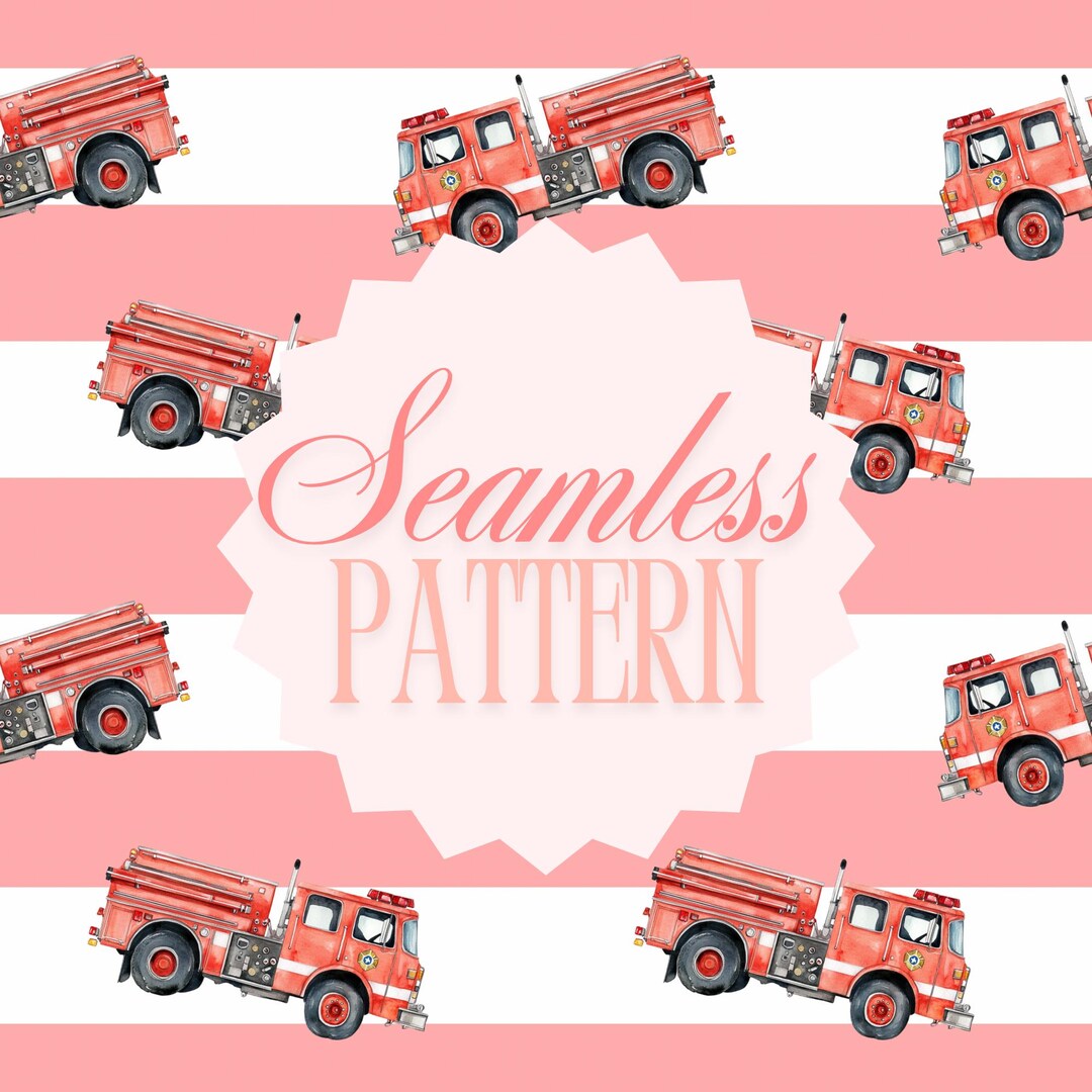 Fire Truck Seamless Digital Pattern for Children - Repeat Pattern ...