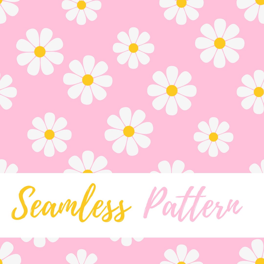 Daisies Pink Background Seamless Digital Pattern - Repeat Pattern ...