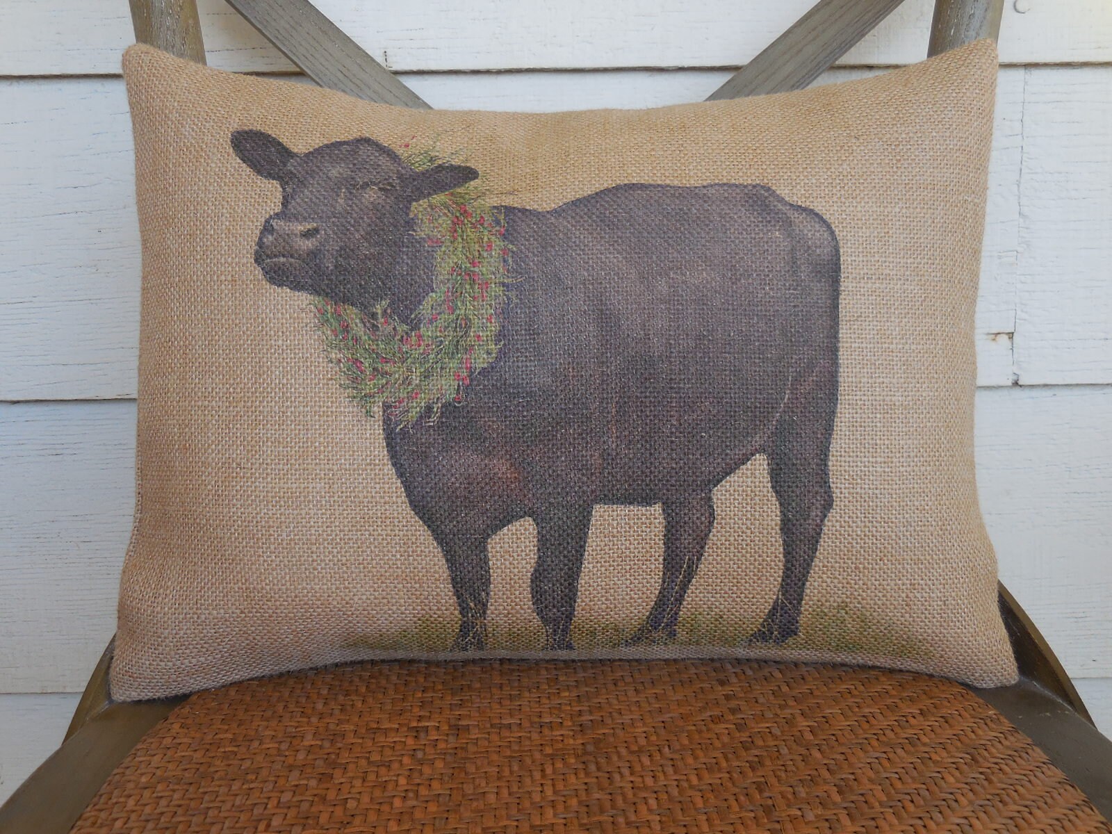 Christmas Cow Pillows, Cow Pillow, Farmhouse Christmas Decor, Secret ...