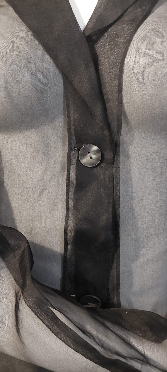 Vintage 00’s Black Silk Sheer Long-Sleeve Shirt - Gem