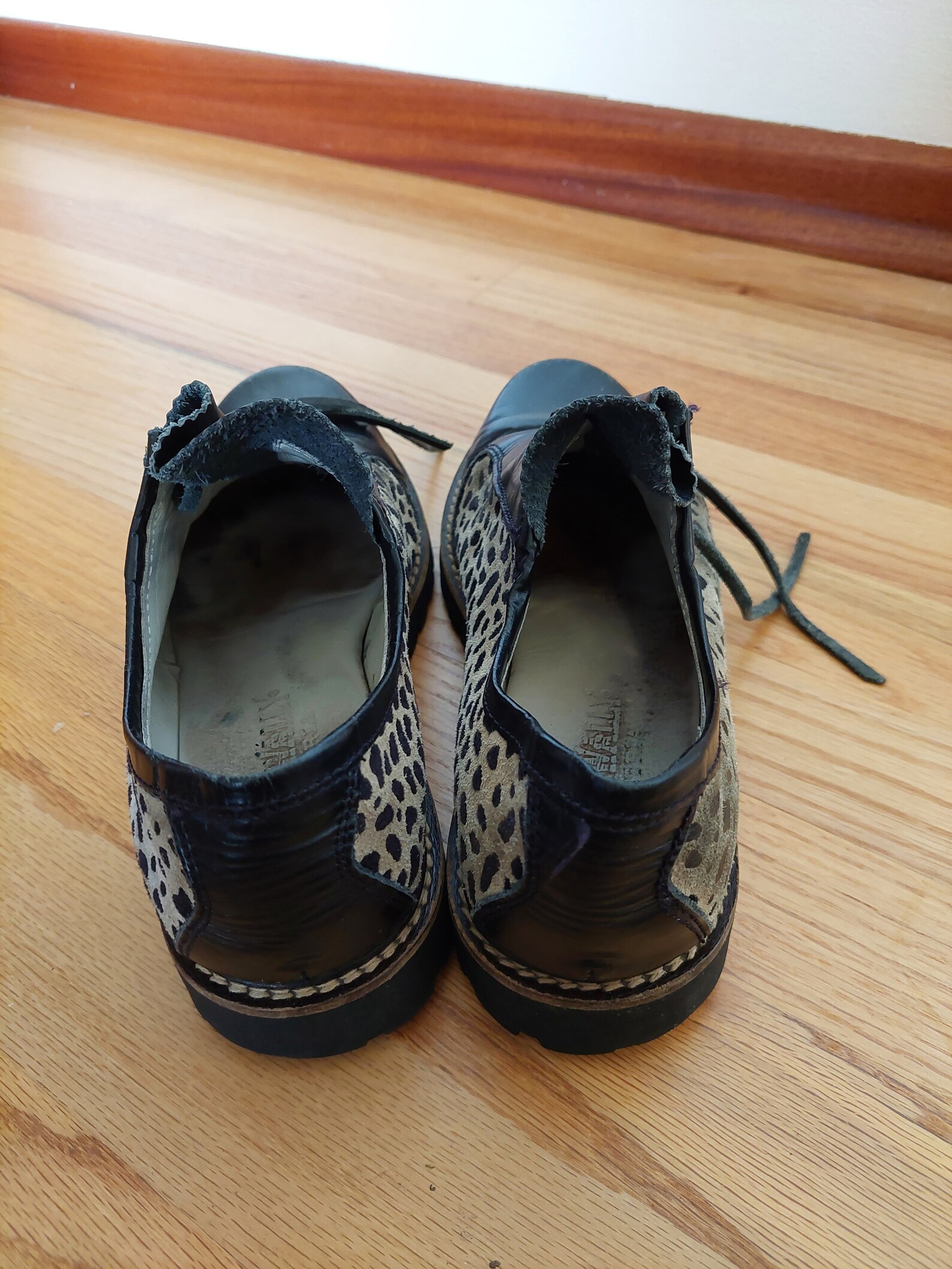 Vintage 90’s Geier Wally Black & Animal-print, Lace-up, Lug-soled ...