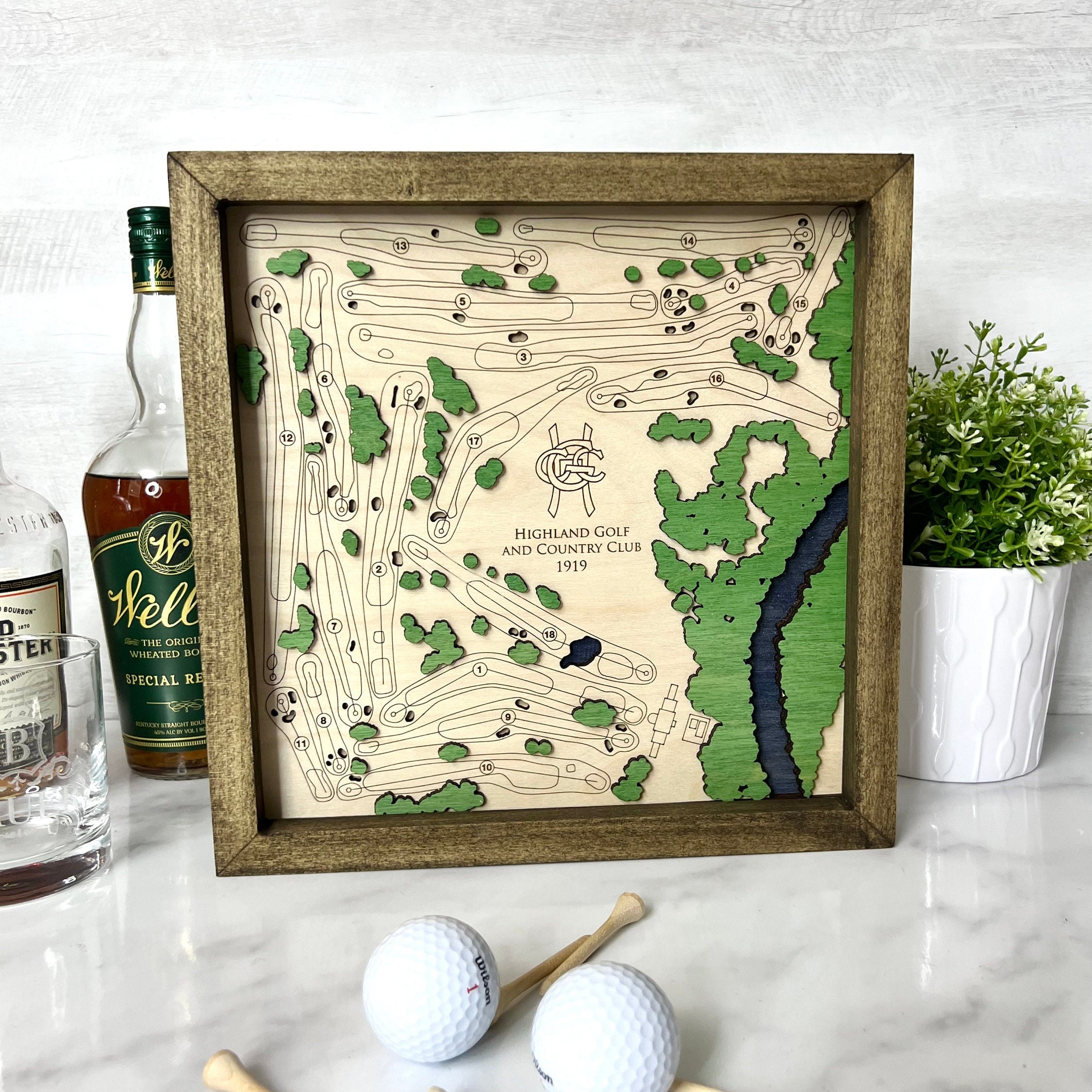 Custom Wooden Golf Course Map Gift for Golfer Personalized Golf Wall ...