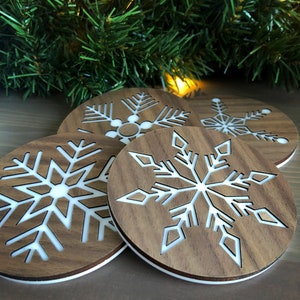Snowflake Coaster Set Christmas Coaster Holiday Coaster Christmas Decor ...