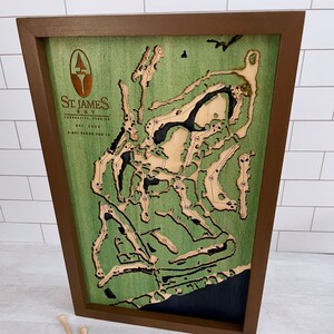 St James Bay Golf Club Golf Course Map Layered Wood Golf Course Picture ...