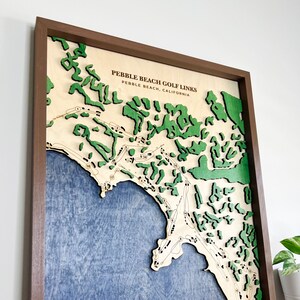 Pebble Beach Golf Course Map Layered Wood Golf Course Picture Engraved ...