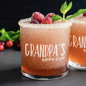 Grandpa's Sippy Cup Whiskey Glass Gift for Grandpa Cocktail Glass ...