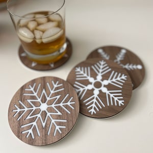 Snowflake Coaster Set Christmas Coaster Holiday Coaster Christmas Decor ...