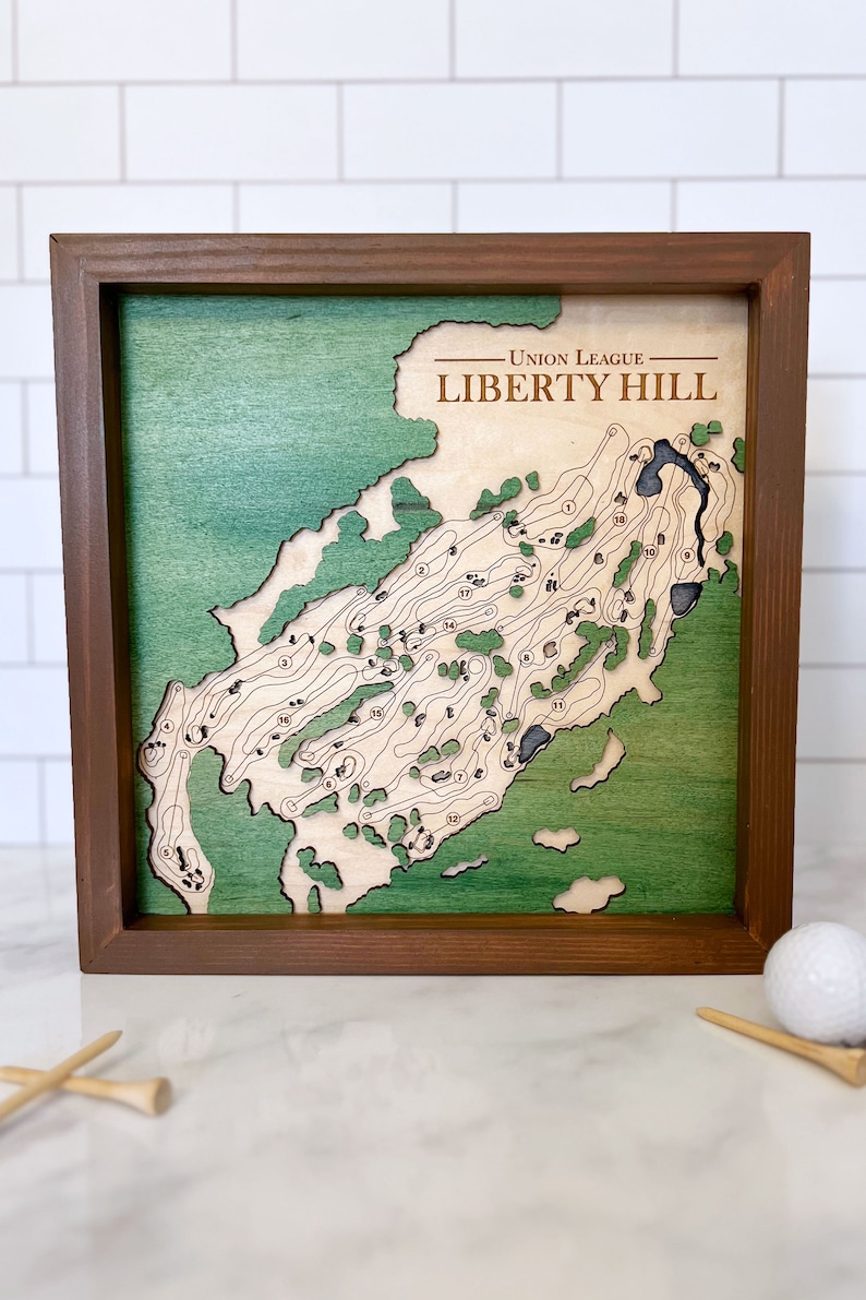 Union League Liberty Hill Golf Course Map Layered Wood Golf - Etsy