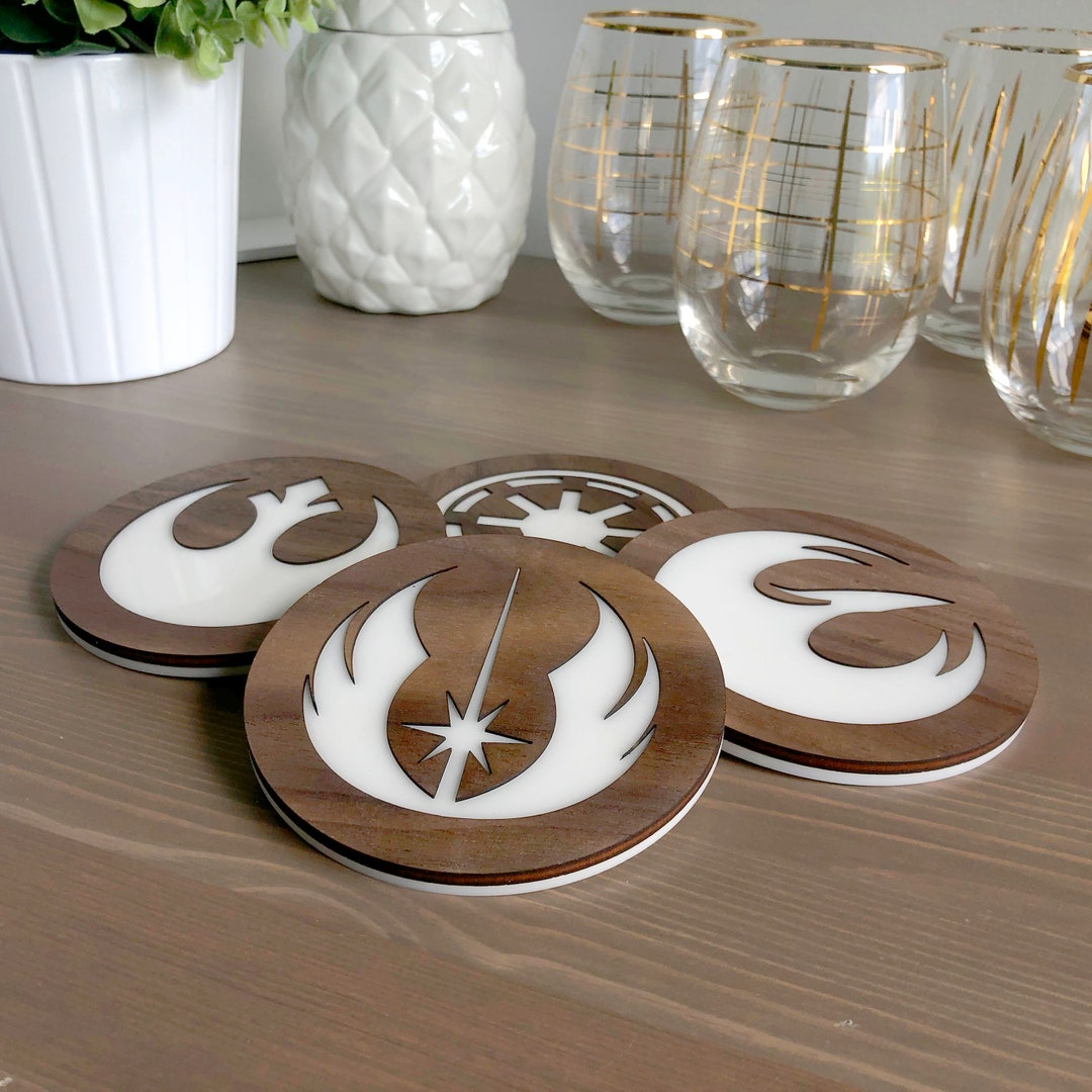 Star Wars Coaster Set Star Wars Wood Coaster Star Wars Gift Boba Fett ...