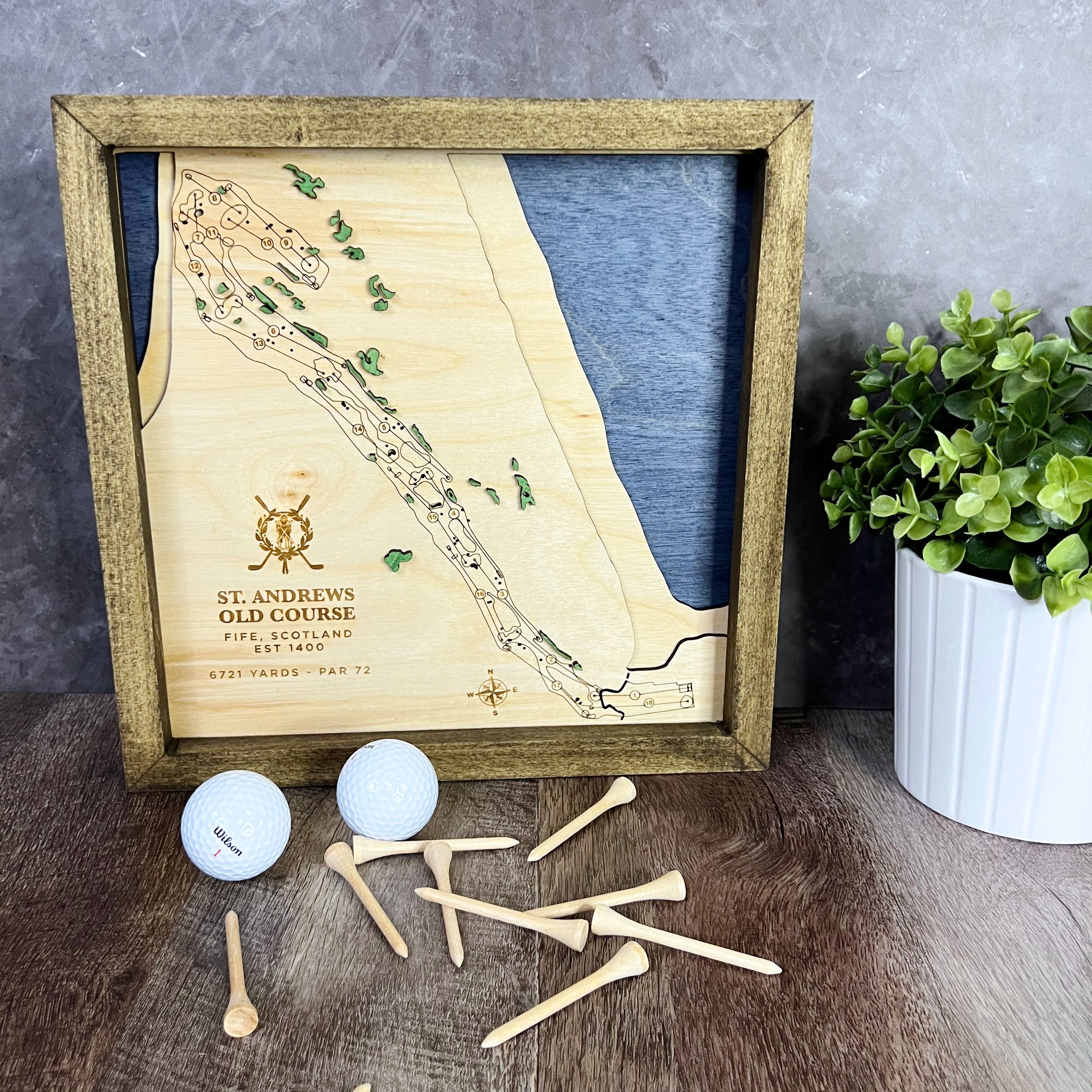 St Andrews Old Course Golf Course Map Layered Wood Golf Course Picture ...