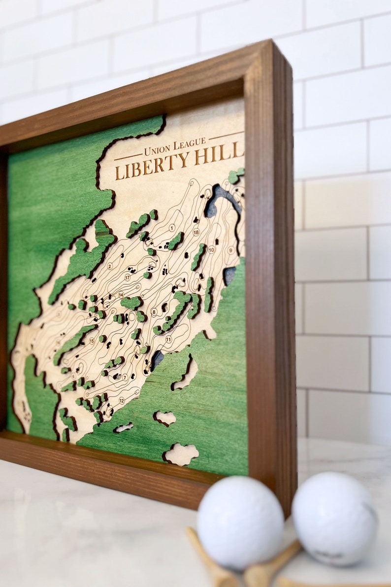 Union League Liberty Hill Golf Course Map Layered Wood Golf - Etsy