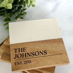 Personalized Family Coaster Marble Wood Name Coaster Family Member ...