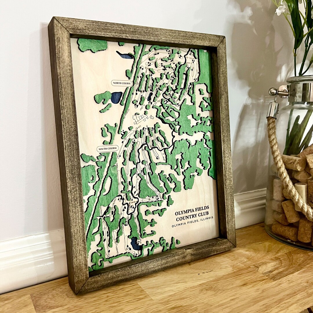 Olympia Fields Country Club Golf Course Map Layered Wood Golf Course ...