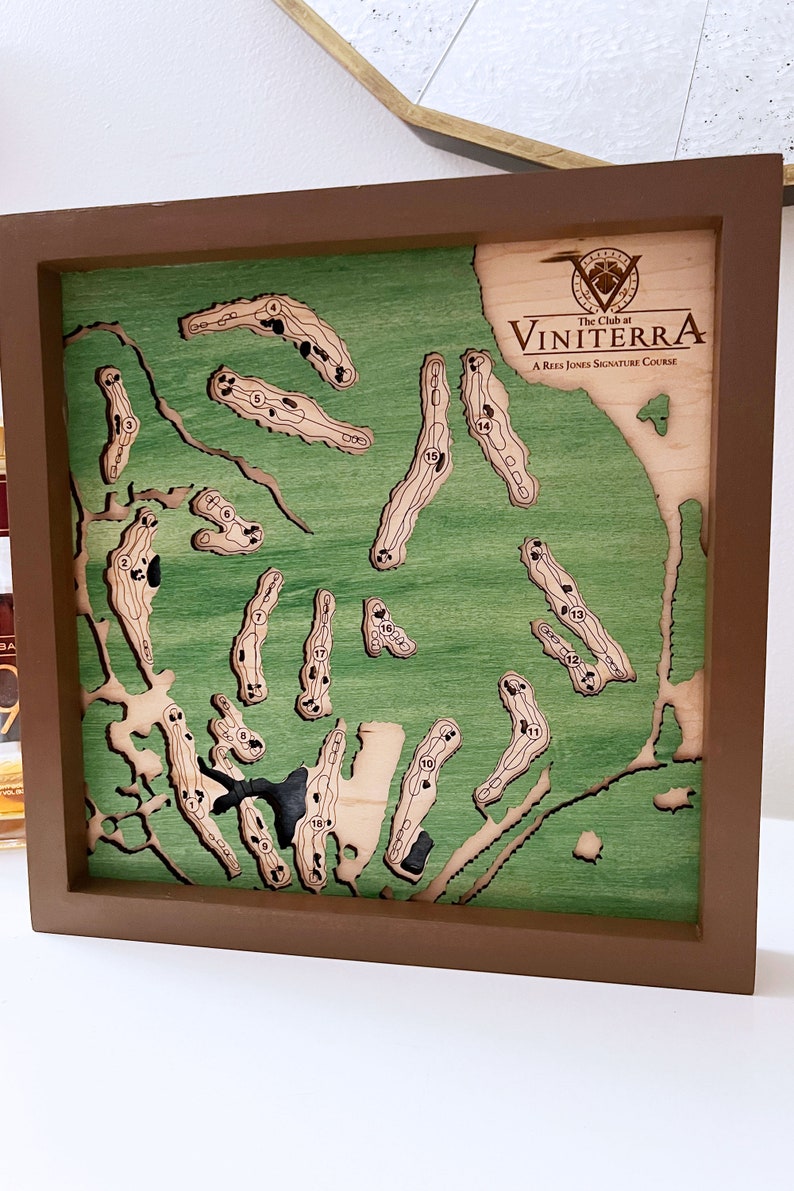 The Club at Viniterra Golf Course Map Layered Wood Golf Course - Etsy
