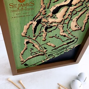 St James Bay Golf Club Golf Course Map Layered Wood Golf Course Picture ...