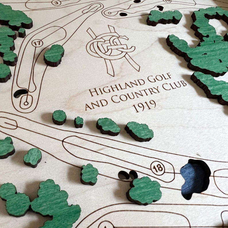 Highland Golf & Country Club Golf Course Map Layered Wood Golf - Etsy