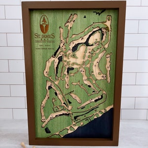 St James Bay Golf Club Golf Course Map Layered Wood Golf Course Picture ...