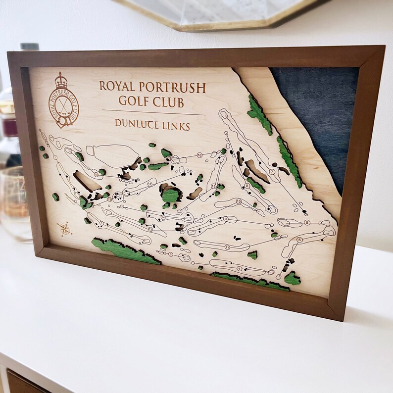 Royal Portrush Golf Club Golf Course Map Layered Wood Golf - Etsy